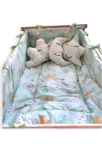 Bebek Özel Bebek Beşik Uyku Seti (9 Parça) Yeşil Bulutlu/yıldızlı Bebek Özel Bebek Beşik Uyku Seti (9 Parça) Yeşil Bulutlu/yıldızlı
