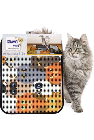 Gravel Kedi Kumu Paspası Elekli Yeni Sezon 45 x 60 cm