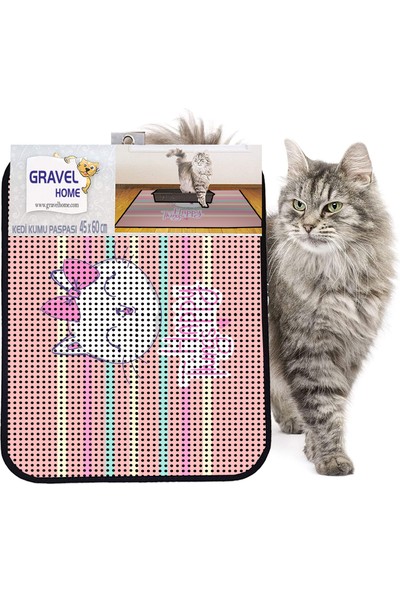 Gravel Kedi Kumu Paspası Elekli Yeni Sezon 45 x 60 cm