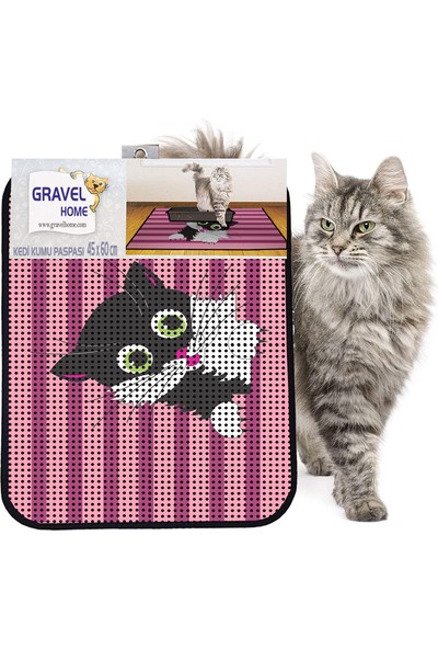 Gravel Kedi Kumu Paspası Elekli Yeni Sezon 45 x 60 cm