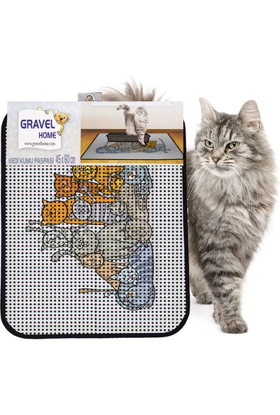 Gravel Kedi Kumu Paspası Elekli Yeni Sezon 45 x 60 cm