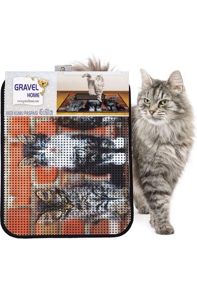Gravel Kedi Kumu Paspası Elekli Yeni Sezon 45 x 60 cm