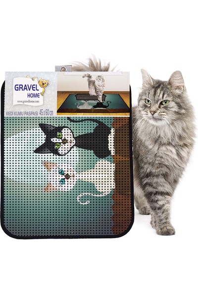 Gravel Kedi Kumu Paspası Elekli Yeni Sezon 45 x 60 cm