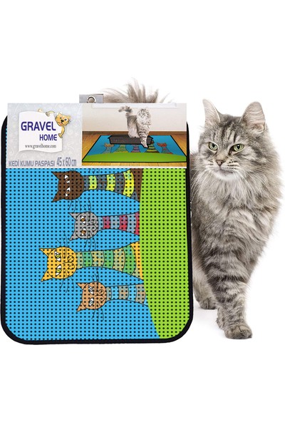 Gravel Kedi Kumu Paspası Elekli Yeni Sezon 45 x 60 cm