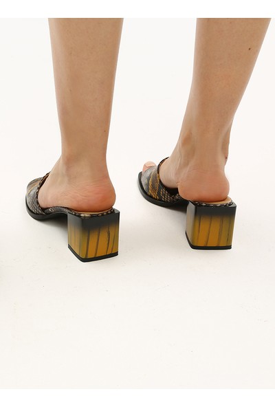 H&K Glow Sarı Yılan Derili Terlik