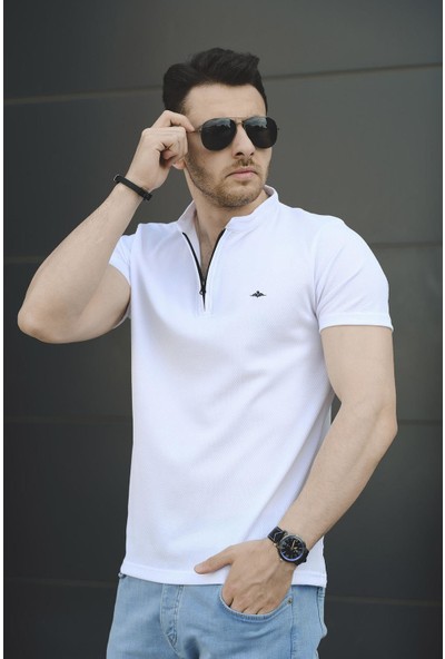 Oksit Roderick Hakim Yaka Petek Kumaş Yarım Fermuarlı Erkek Tshirt
