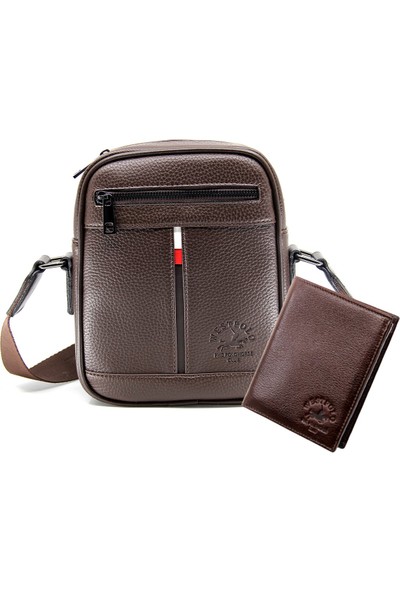 West Polo Paul Brand Erkek Kahverengi El Çantası ve Cüzdan Seti WPT7017-77