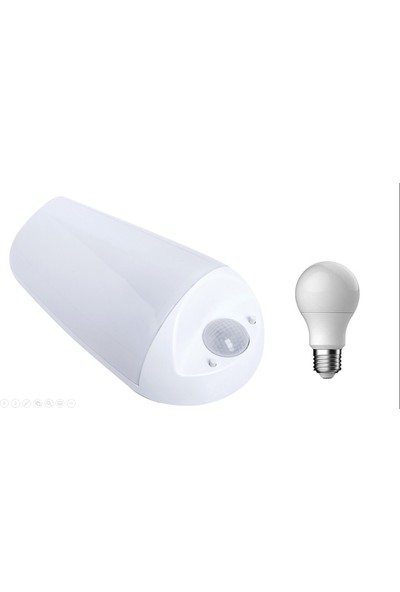 Elektrohan Hareket Sensörlü Duvar Aplik ve 10W LED Ampul Bir Arada Dik Aplik Armatür Lamba Elektrohan Hareket Sensörlü Duvar Aplik ve 10W LED Ampul Bir Arada Dik Aplik Armatür Lamba