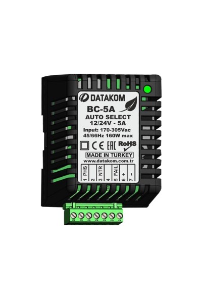Datakom BC5A-12V-24V Akıllı Akü Şarj Cihazı Redresör 5 Amper