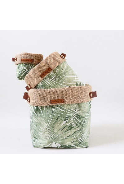 BirD Design Palm Serisi Green 3lü Kumaş Saksı Kılıfı Seti BirD Design Palm Serisi Green 3lü Kumaş Saksı Kılıfı Seti