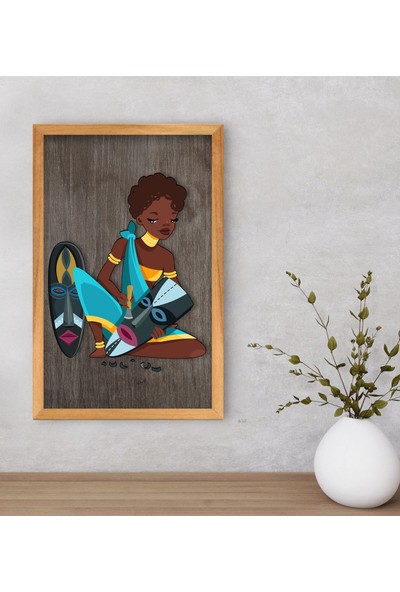 Bk Gift African Woman Dekoratif Retro Ahşap Tablo-5