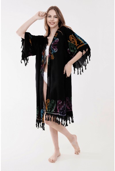 Unytex Yazlık Trend Olimpos Desen Kaftan Kimono 2 - Kuşaklı - El Baskısı