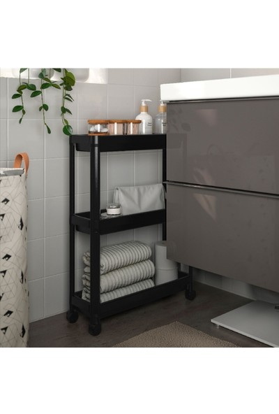Omaş Tekerlekli 3 Katlı Dar Alan Rafı