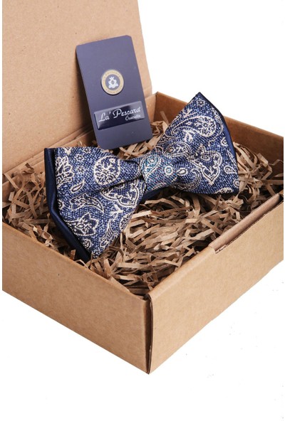 Kravatkolik Lacivert Şal Desen Papyon P958