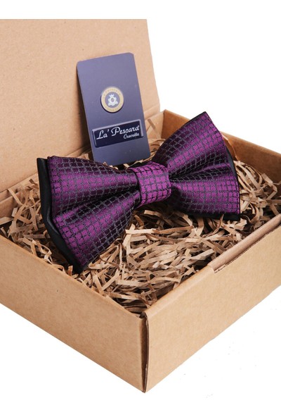 Kravatkolik Mürdüm Ekose Desen Papyon P991