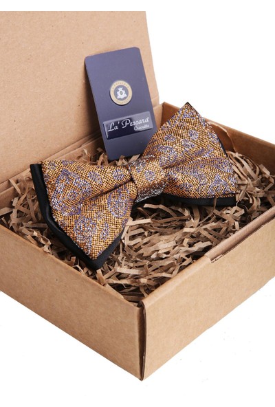 Kravatkolik Sarı - Siyah Şal Desen Papyon P922