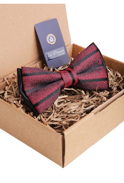 Kravatkolik Kırmızı - Siyah Kum Desen Papyon P933 Kravatkolik Kırmızı - Siyah Kum Desen Papyon P933