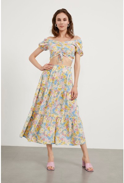 Armalife Beli Gipe Lastikli Viskon Etek