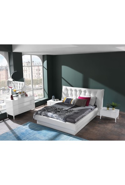 Berrak Mobilya Berrak Beyaz Karyola Bazalı