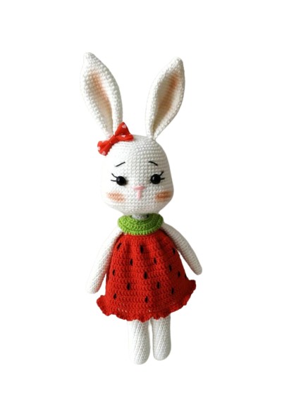 Oyuncak Park Karpuz Elbiseli Keyifli Tavşan Amigurumi Organik Oyuncak Oyuncak Park Karpuz Elbiseli Keyifli Tavşan Amigurumi Organik Oyuncak