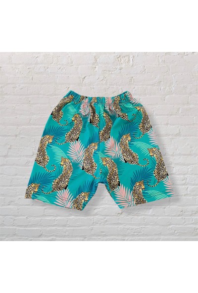 Momstar Leopar Desenli Erkek Çocuk Şort Mayo