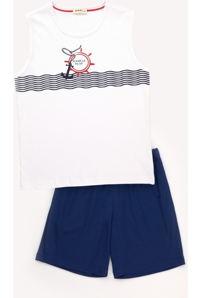 Dagi Beyaz Pamuklu Denizci Şort Takımı Dagi Beyaz Pamuklu Denizci Şort Takımı