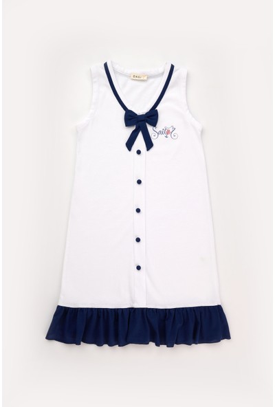 Dagi Kız Çocuk Beyaz Eteği Fırfırlı Gecelik Dagi Kız Çocuk Beyaz Eteği Fırfırlı Gecelik