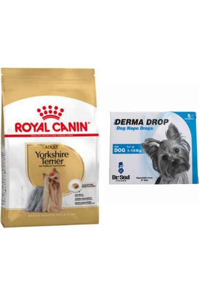 Royal Canin Yetişkin Yorkshire Terrier Irkına Özel Köpek Maması 1,5 kg + Derma Drop 5*1 ml