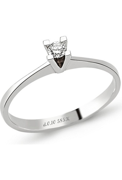 Cigold 14 Ayar Tektaş Pırlanta Yüzük RNG-115