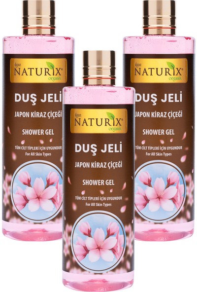 Naturix Aroma Terapi Duş Jeli Japon Kiraz Çiçeği Duş Jeli Kalıcı Kokulu Banyo Jeli 400 ml 3'lü Banyo Seti Naturix Aroma Terapi Duş Jeli Japon Kiraz Çiçeği Duş Jeli Kalıcı Kokulu Banyo Jeli 400 ml 3'lü Banyo Seti