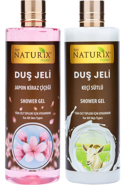 Naturix Organik Japon Kirazı Duş Jeli 400 ml + Keçi Sütü Duş Jeli 400 ml Tüm Ciltlere Aile Duş Jeli Seti Naturix Organik Japon Kirazı Duş Jeli 400 ml + Keçi Sütü Duş Jeli 400 ml Tüm Ciltlere Aile Duş Jeli Seti