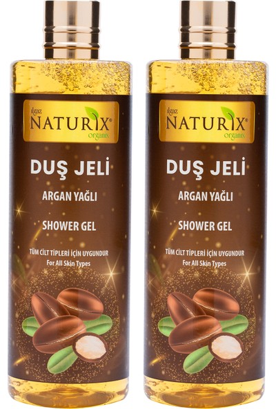 Naturix Argan Yağlı Duş Jeli 2'li Argan Oil Duş Jeli 400 ml Kadifemsi Dokunuş Nemlendirici Duş Jeli