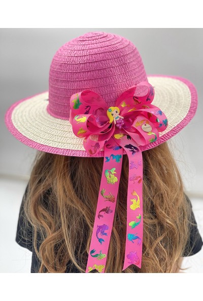 Queen Accessories Prenses Kız Çocuk Hasır Şapka Plaj Çanta Takım Set Pembe Parlak Denizkızı Queen Accessories Prenses Kız Çocuk Hasır Şapka Plaj Çanta Takım Set Pembe Parlak Denizkızı