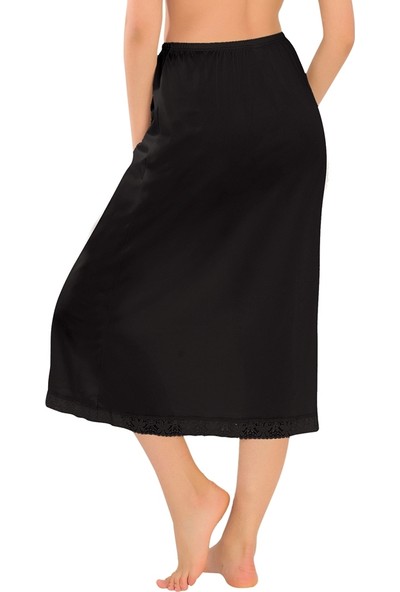 Aydın Siyah Saten Uzun Boy Jupon