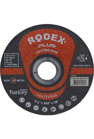 Badem10 Rodex Spiral Taşlama Inox Metal Kesici Taş Diski 115X1.2 mm Badem10 Rodex Spiral Taşlama Inox Metal Kesici Taş Diski 115X1.2 mm