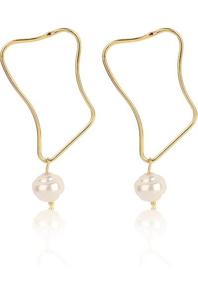 Ufuk Saten Cecilia Altın Kaplama Incili Minimal Küpe