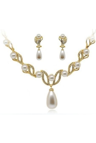 Ufuk Saten Altın Kaplama Inci Kolye Seti Ufuk Saten Altın Kaplama Inci Kolye Seti