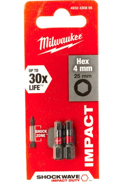 Mılwaukee 4932430895 Bits Uç Hex4,0mm 25MM 2'li Pkt Shockwave Impact Mılwaukee 4932430895 Bits Uç Hex4,0mm 25MM 2'li Pkt Shockwave Impact