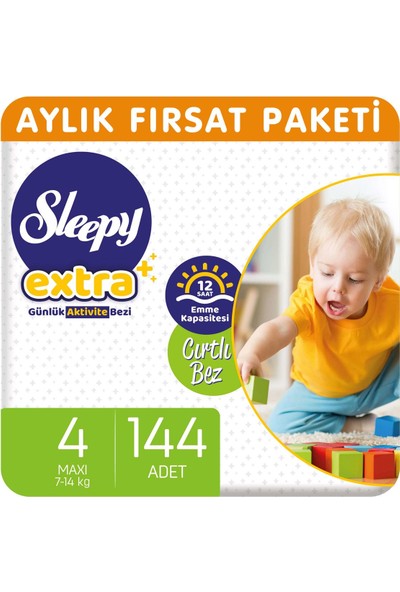 Sleepy Extra Aylık Fırsat Paketi Günlük Aktivite Bezi 4 Numara Maxi 144'lü Sleepy Extra Aylık Fırsat Paketi Günlük Aktivite Bezi 4 Numara Maxi 144'lü