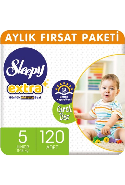 Sleepy Extra Aylık Fırsat Paketi Günlük Aktivite Bezi 5 Numara Junior 120'li Sleepy Extra Aylık Fırsat Paketi Günlük Aktivite Bezi 5 Numara Junior 120'li