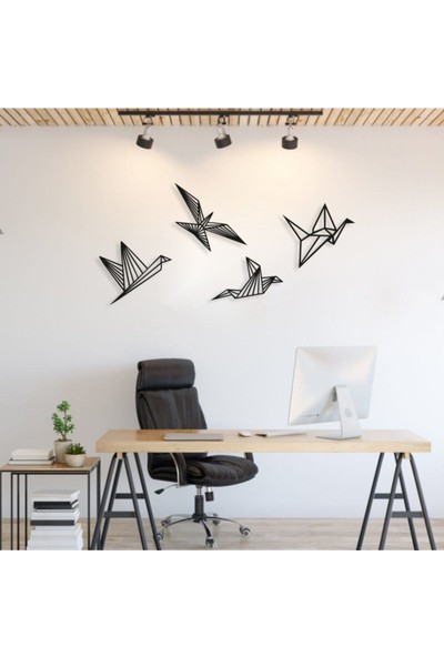 Geometrik Modern Dörtlü Kuş Duvar Süsü Duvar Ahşap Tablo Geometrik Modern Dörtlü Kuş Duvar Süsü Duvar Ahşap Tablo