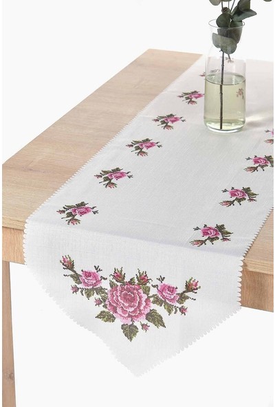 Fatih Kanaviçeli Fistosuz Runner - Ekru - Pembe Fatih Kanaviçeli Fistosuz Runner - Ekru - Pembe