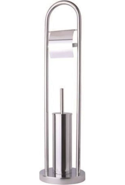 MaxiFlow Banyo Wc Tuvalet Krom Ayaklı Fırçalık Seti Paslanmaz Kağıtlıklı 304K.72