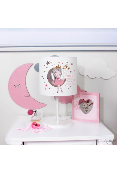 Rivaİstanbul Ay Kızı Beyaz Çocuk Odası Abajur