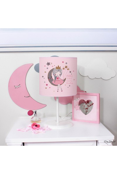 Rivaİstanbul Ay Kızı Pudra Çocuk Odası Abajur