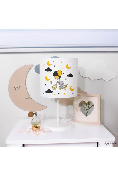 Rivaİstanbul Bisikletli Fil Gold Çocuk Odası Abajur
