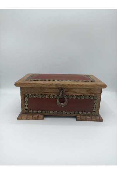 Ka&ay Dekoratif Bordo Deri Kaplama Ceviz Sandık Ka&ay Dekoratif Bordo Deri Kaplama Ceviz Sandık