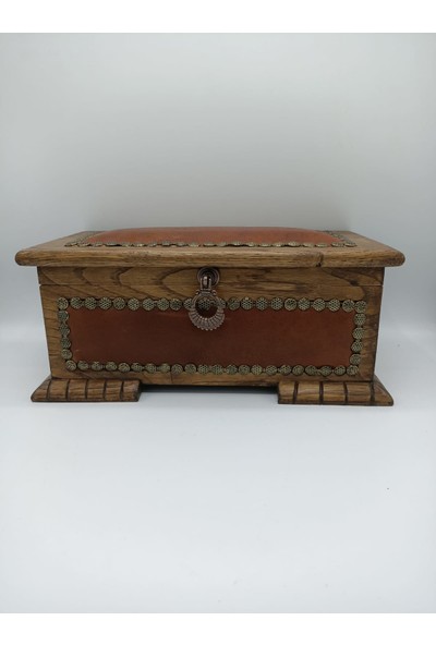 Ka&ay Dekoratif Deri Kaplama Ceviz Sandık Ka&ay Dekoratif Deri Kaplama Ceviz Sandık