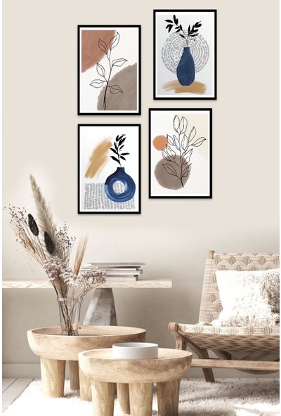 Evdion 4 Parça Çerçeve Görünümlü Mdf Tablo Seti (30 x 40 Cm)