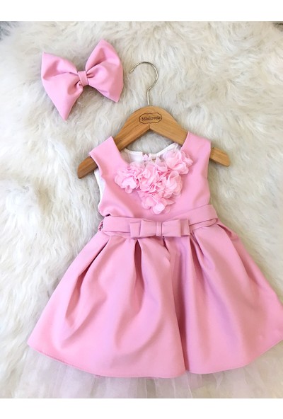 Mialoveis Kız Bebek Sıfır Kol Elbise Toka Hediyeli